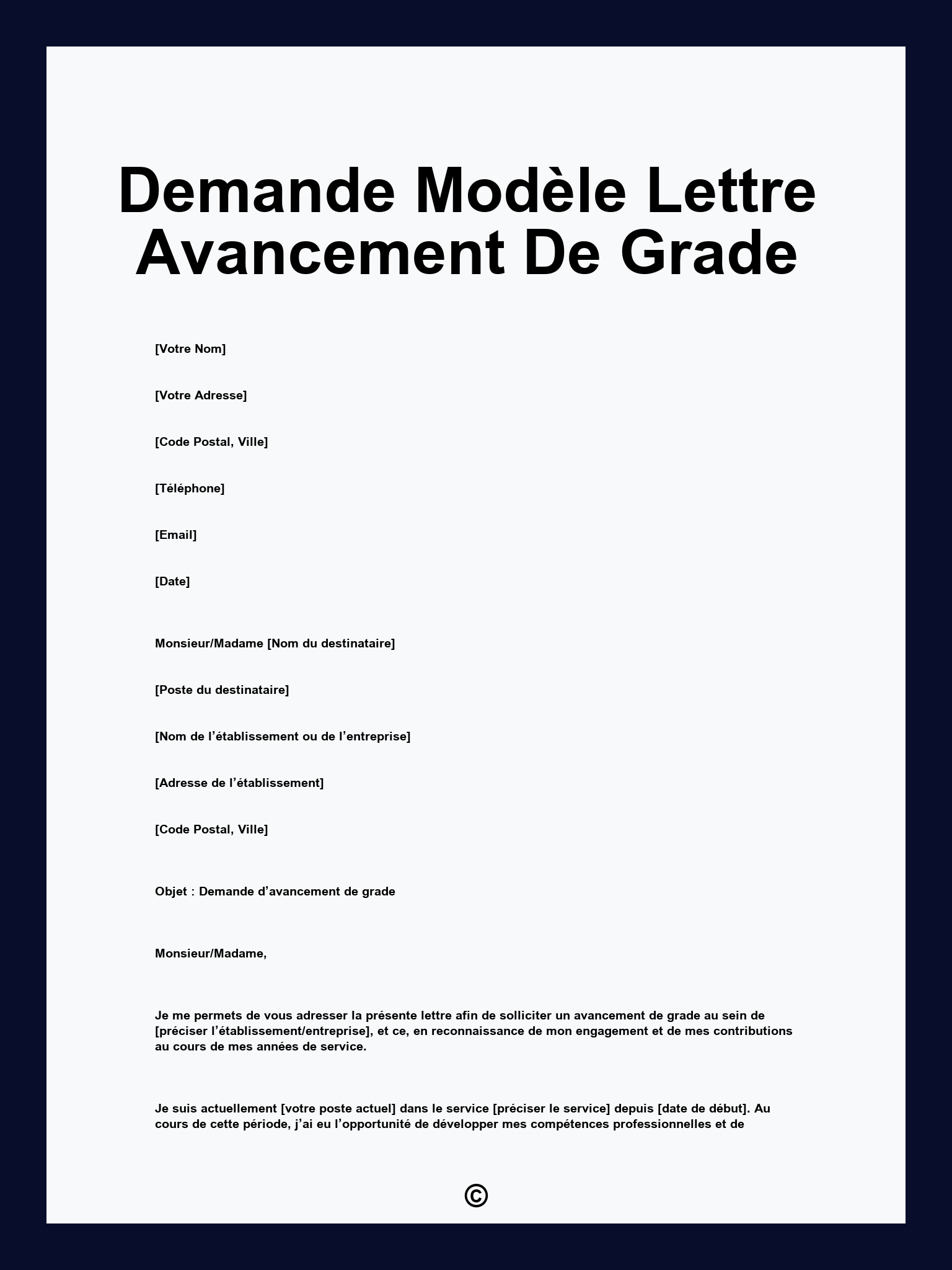 Demande Modèle Lettre Avancement De Grade