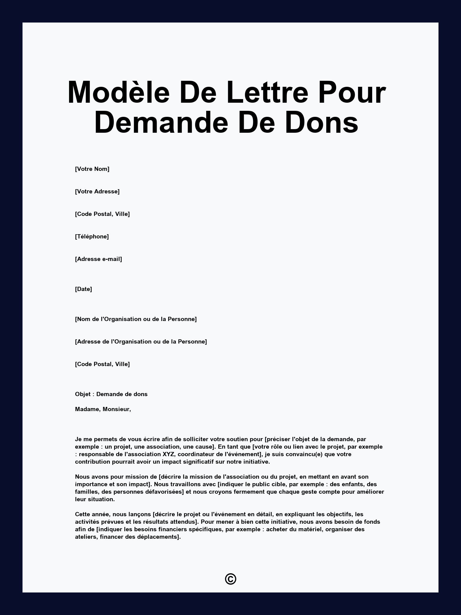 Modèle De Lettre Pour Demande De Dons