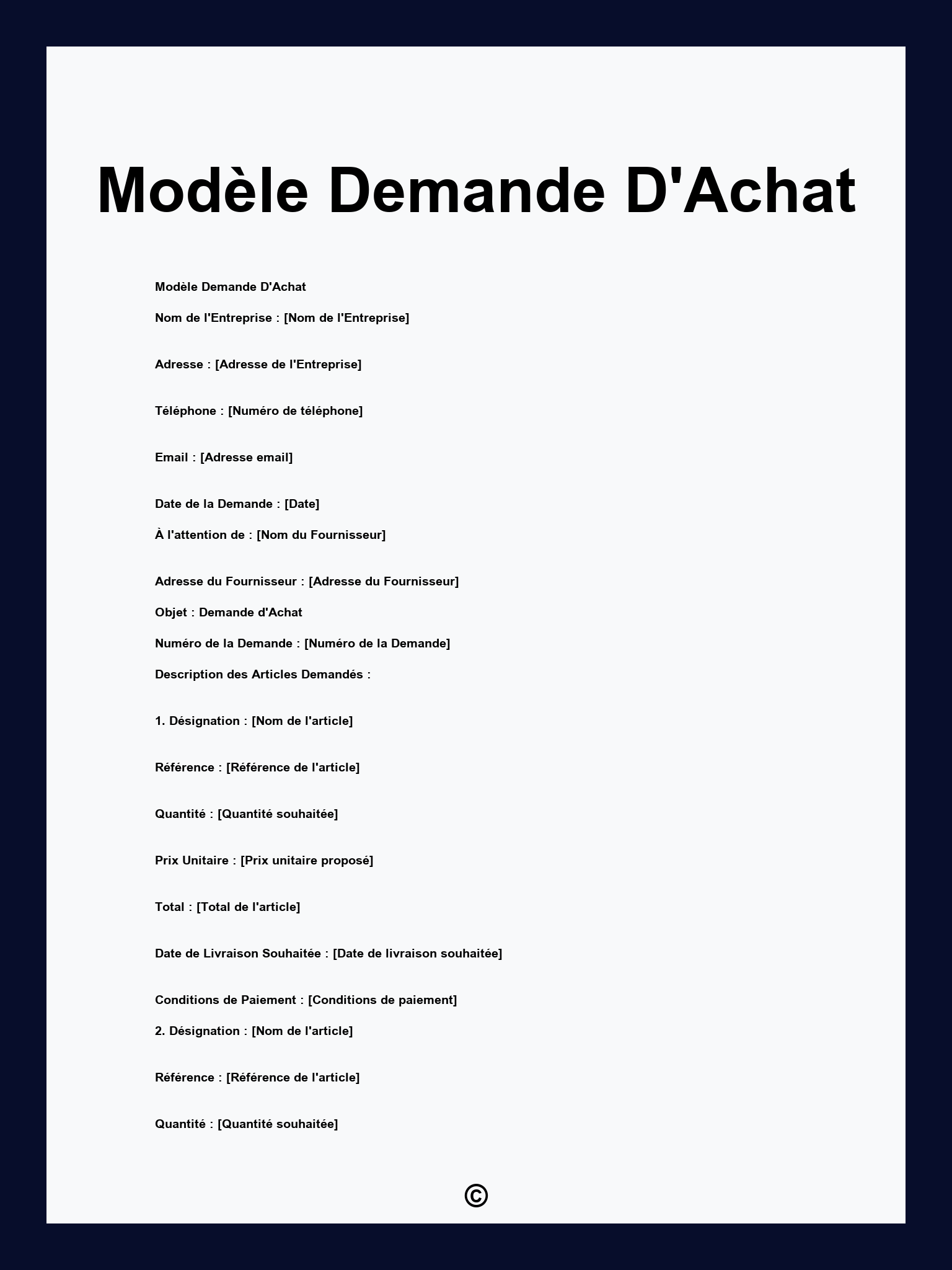 Modèle Demande D'Achat