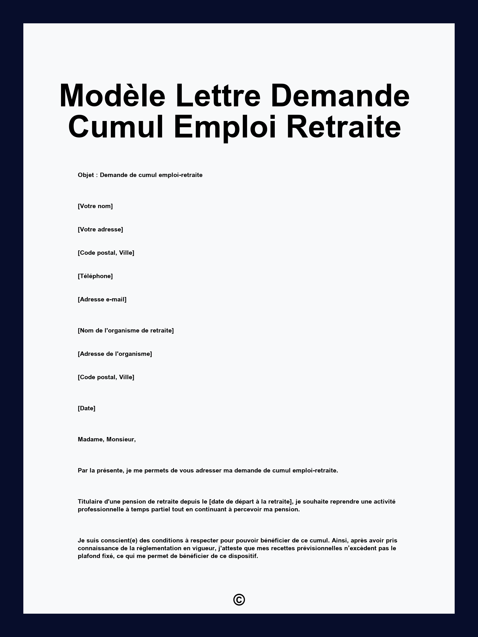 Modèle Lettre Demande Cumul Emploi Retraite