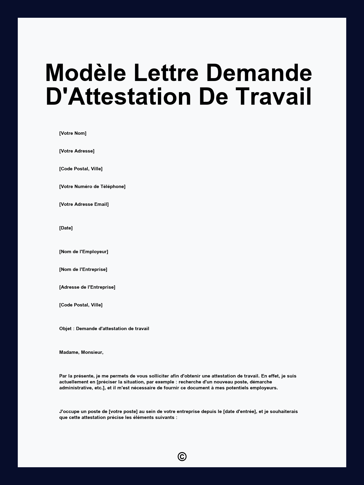 Modèle Lettre Demande D'Attestation De Travail Modèle Lettre Demande D'Attestation De Travail