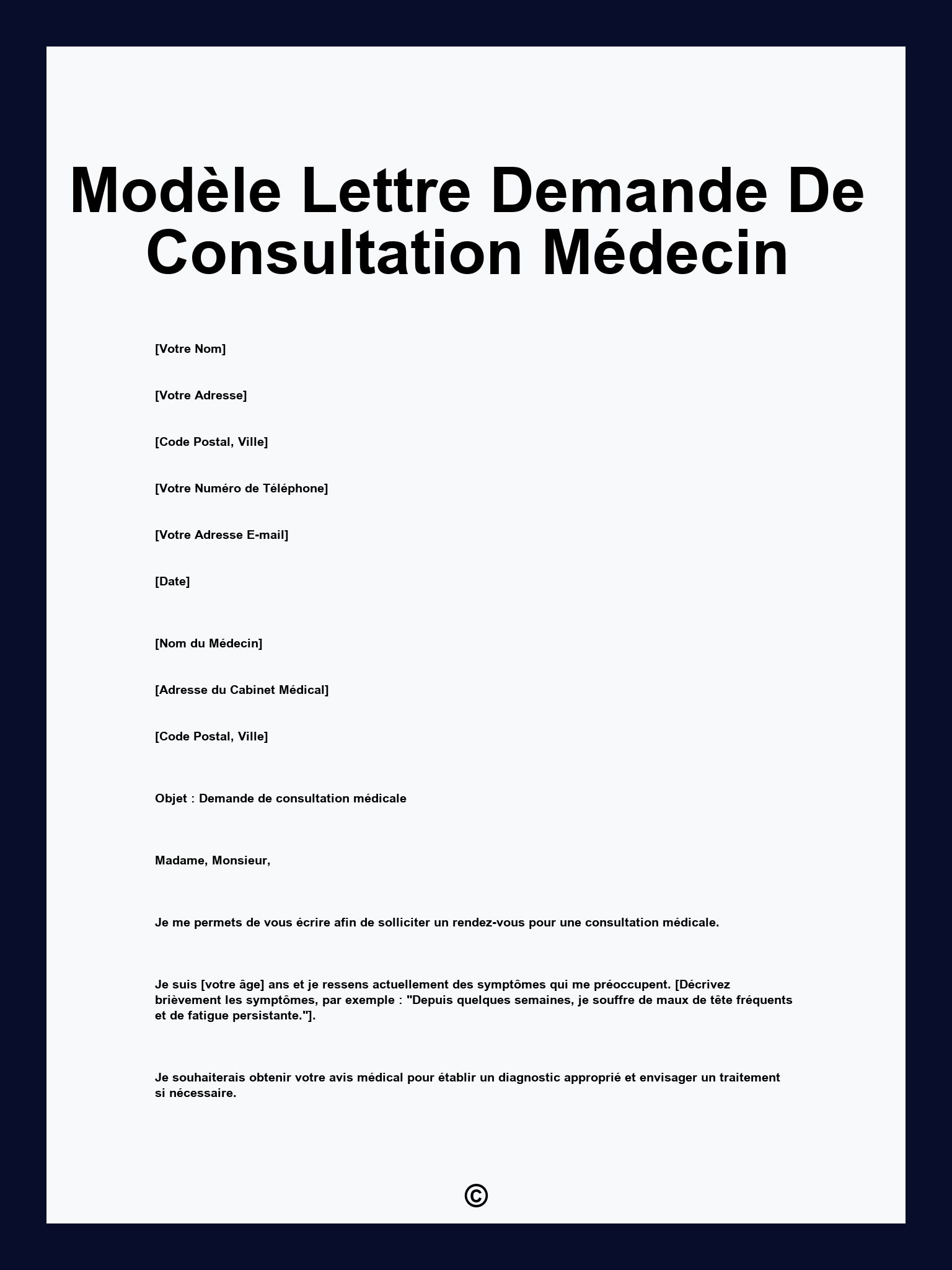 Modèle Lettre Demande De Consultation Médecin