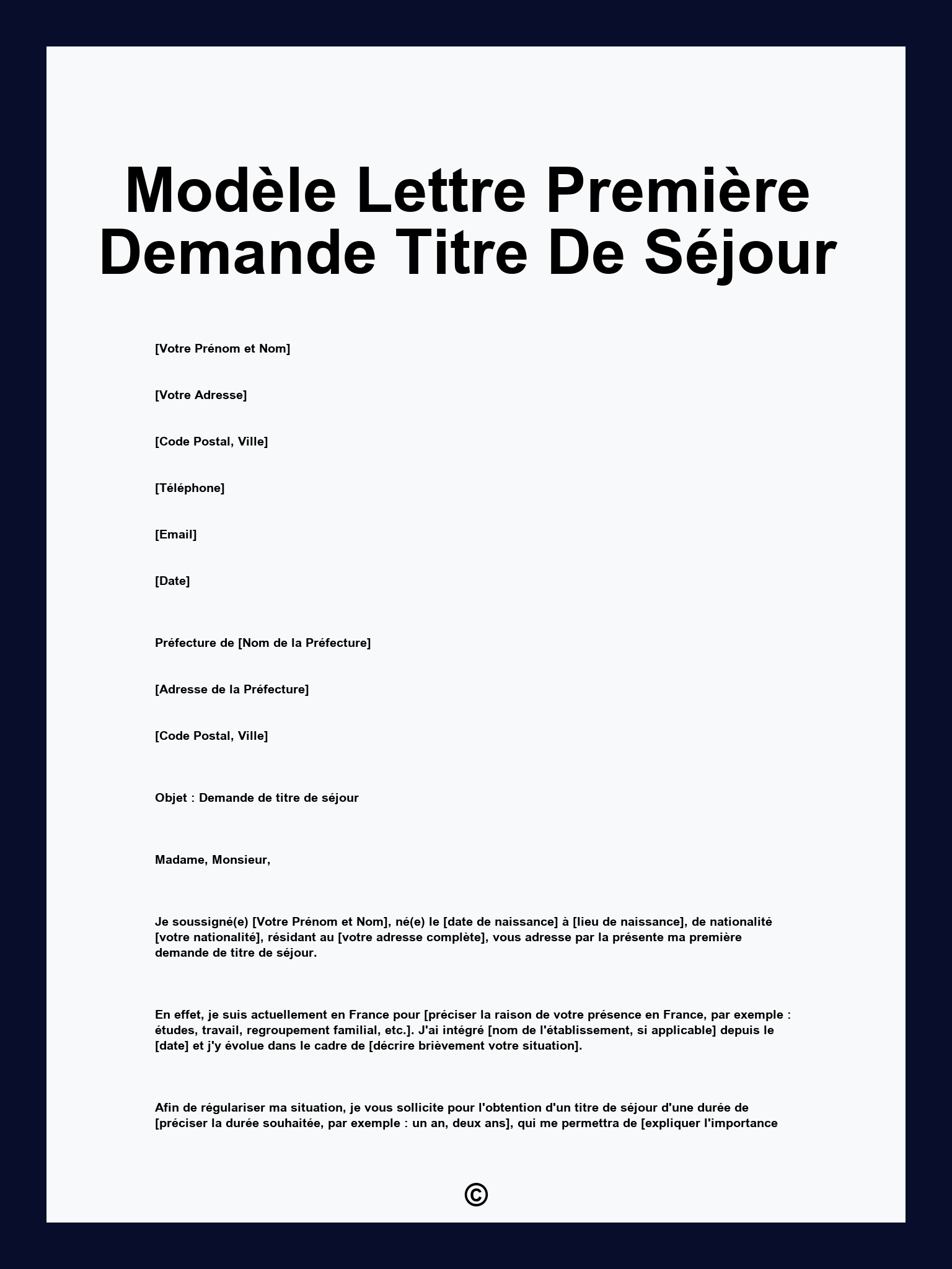 Modèle Lettre Première Demande Titre De Séjour